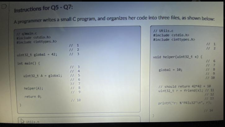 Solved Instructions for Q5 - Q7: A programmer writes a small | Chegg.com