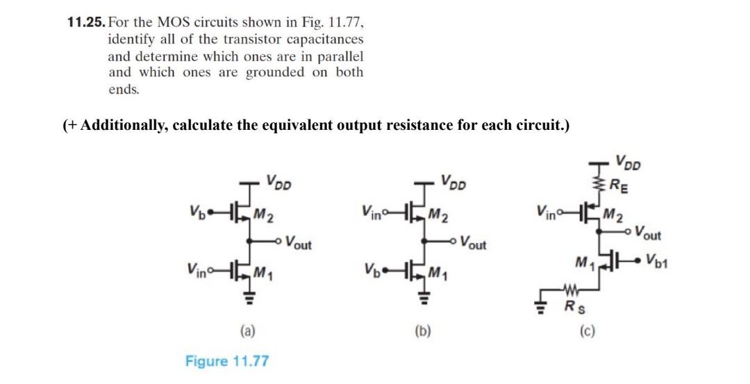 Solved 11.25. ﻿For the MOS circuits shown in Fig. 11.77, | Chegg.com