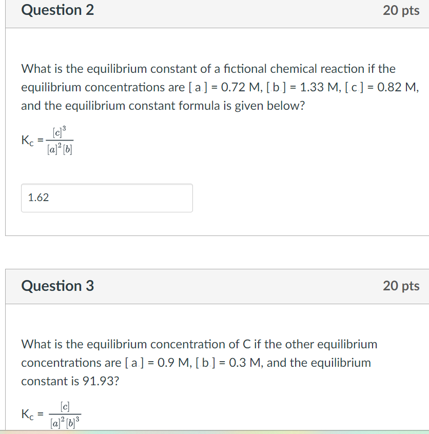 Solved What is the equilibrium constant of a fictional | Chegg.com