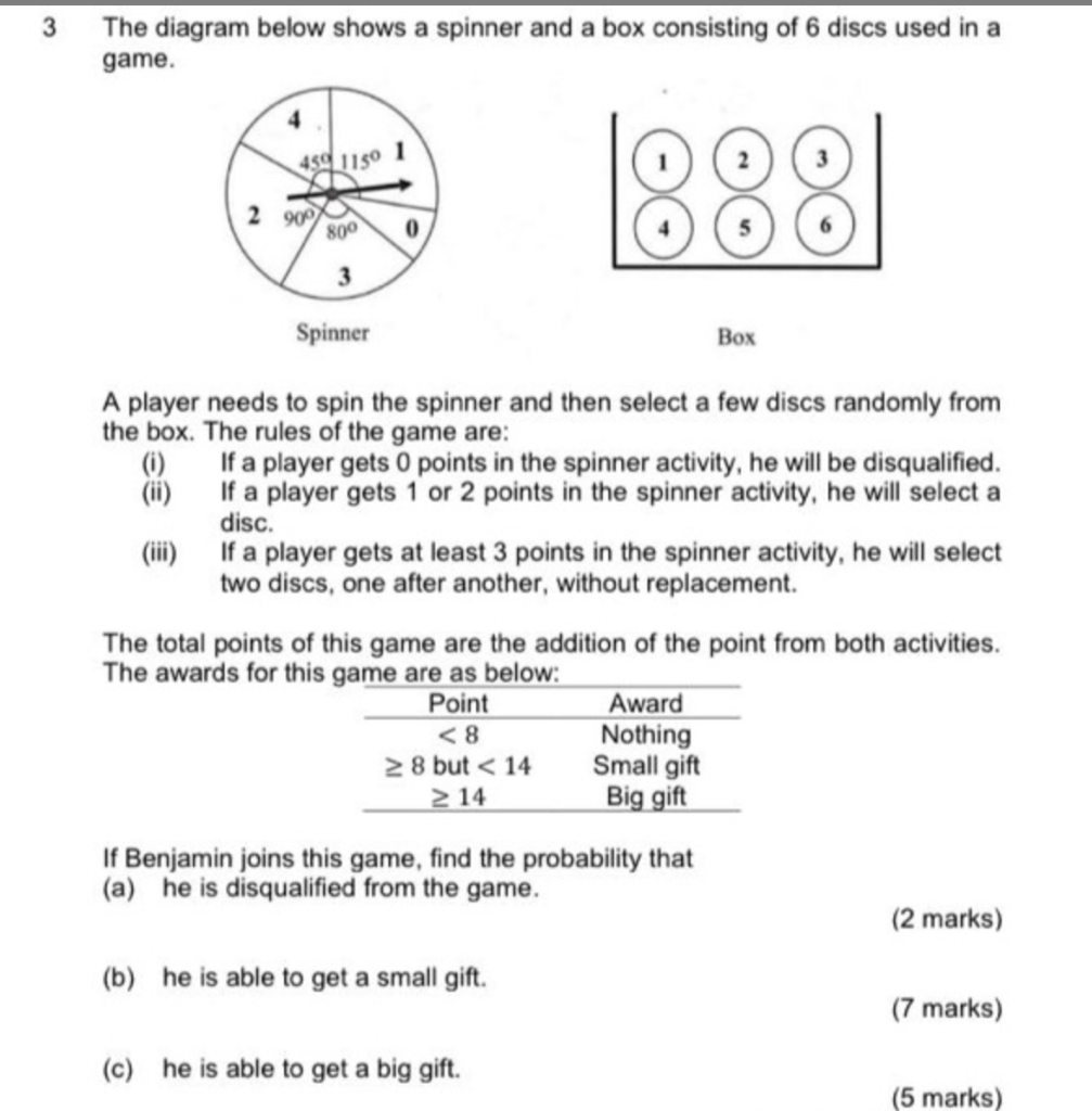 Solved 3 The diagram below shows a spinner and a box | Chegg.com