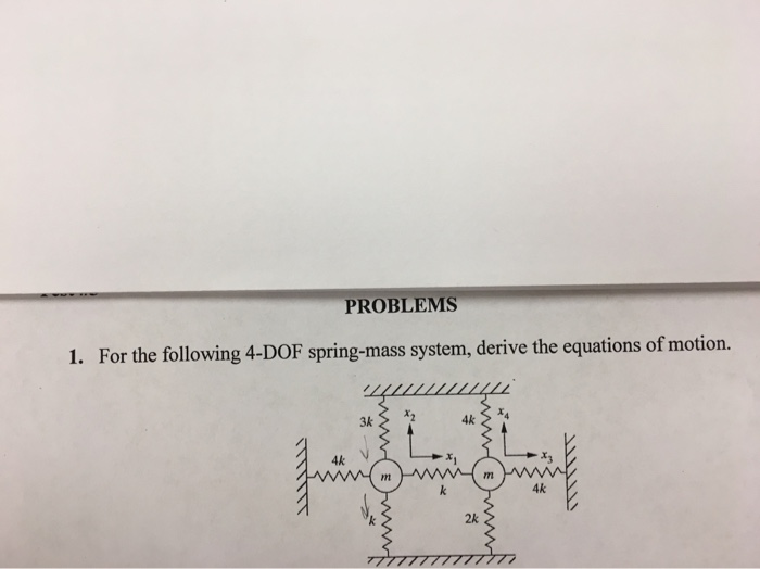Solved PROBLEMS 1. For the following 4-DOF spring-mass | Chegg.com