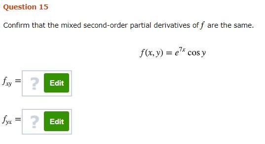 Solved Question 15 Confirm that the mixed second-order | Chegg.com