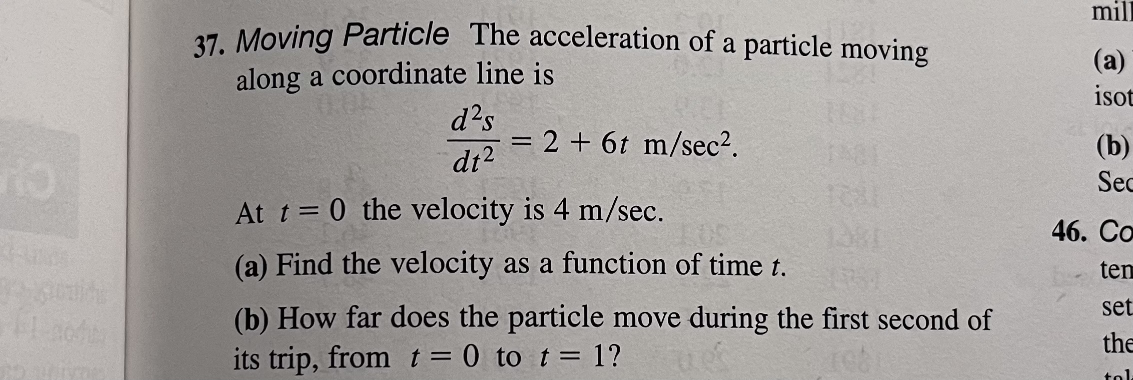 Solved Moving Particle The acceleration of a particle | Chegg.com