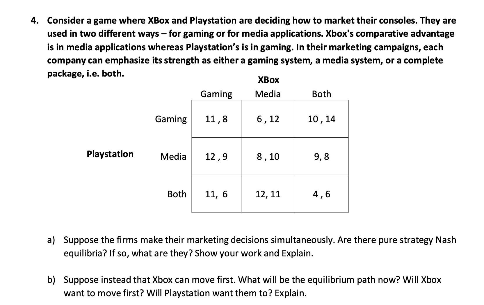 Solved Consider a game where XBox and Playstation are | Chegg.com