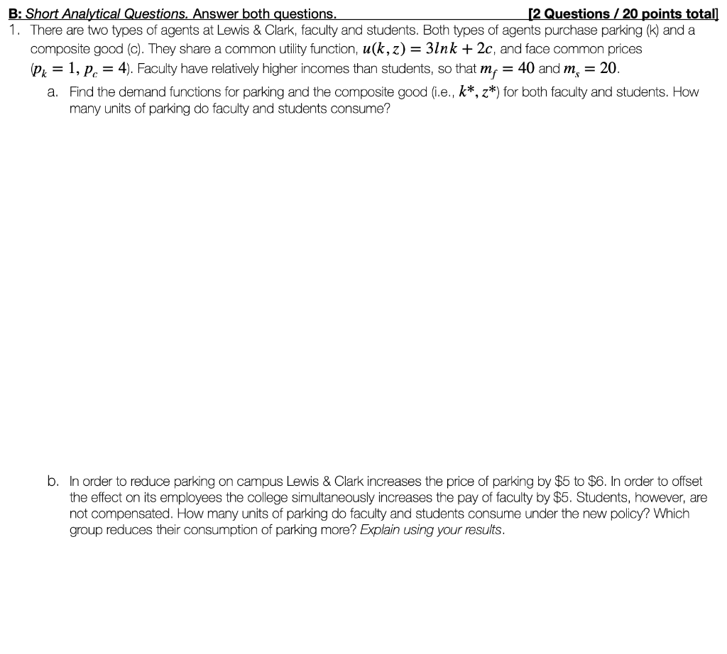 Solved B: Short Analytical Questions. Answer both questions. | Chegg.com