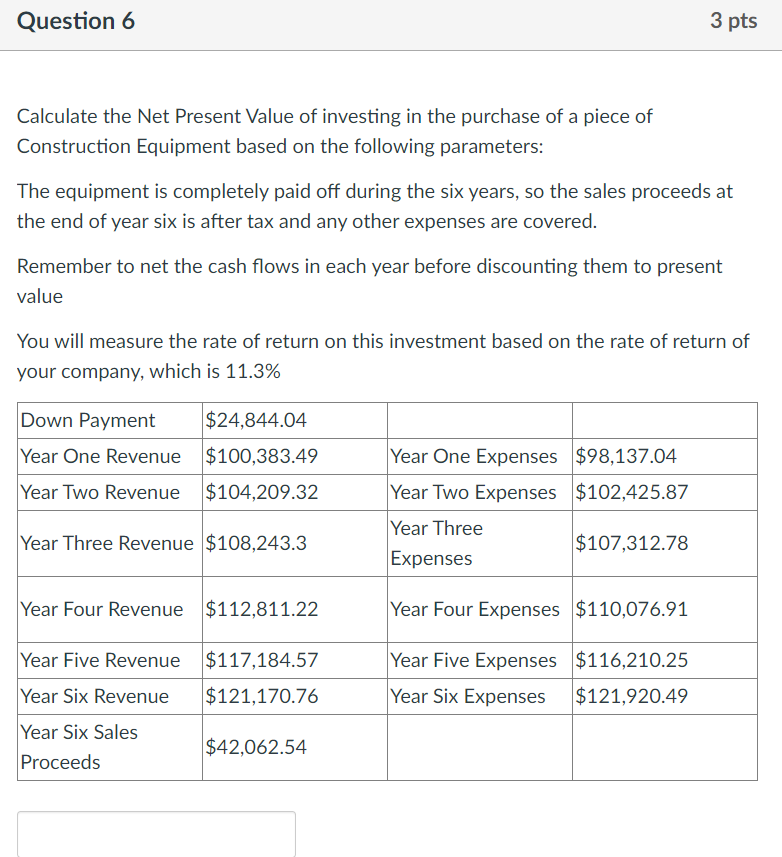 Solved Calculate the Net Present Value of investing in the | Chegg.com