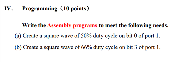 Solved IV. Programming (10 points) Write the Assembly | Chegg.com