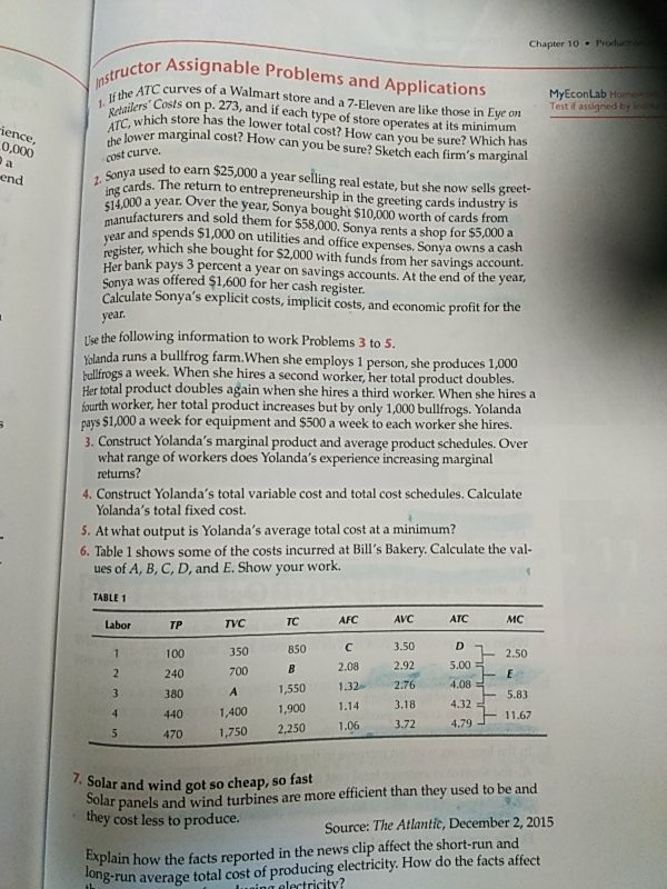 Chapter 10 Instructor Assignable Problems and | Chegg.com