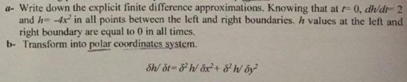Solved a- Write down the explicit finite difference | Chegg.com