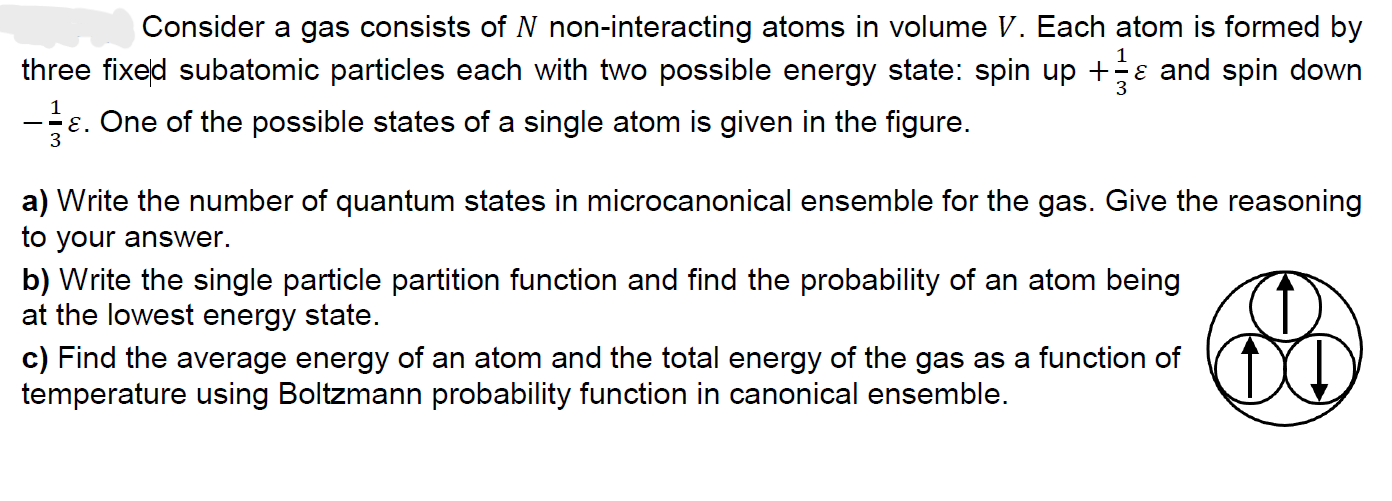 Solved Consider a gas consists of N non-interacting atoms in | Chegg.com