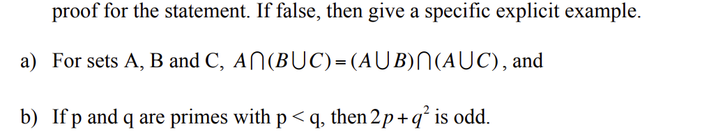 Solved Prove or disprove each of the following statements. | Chegg.com