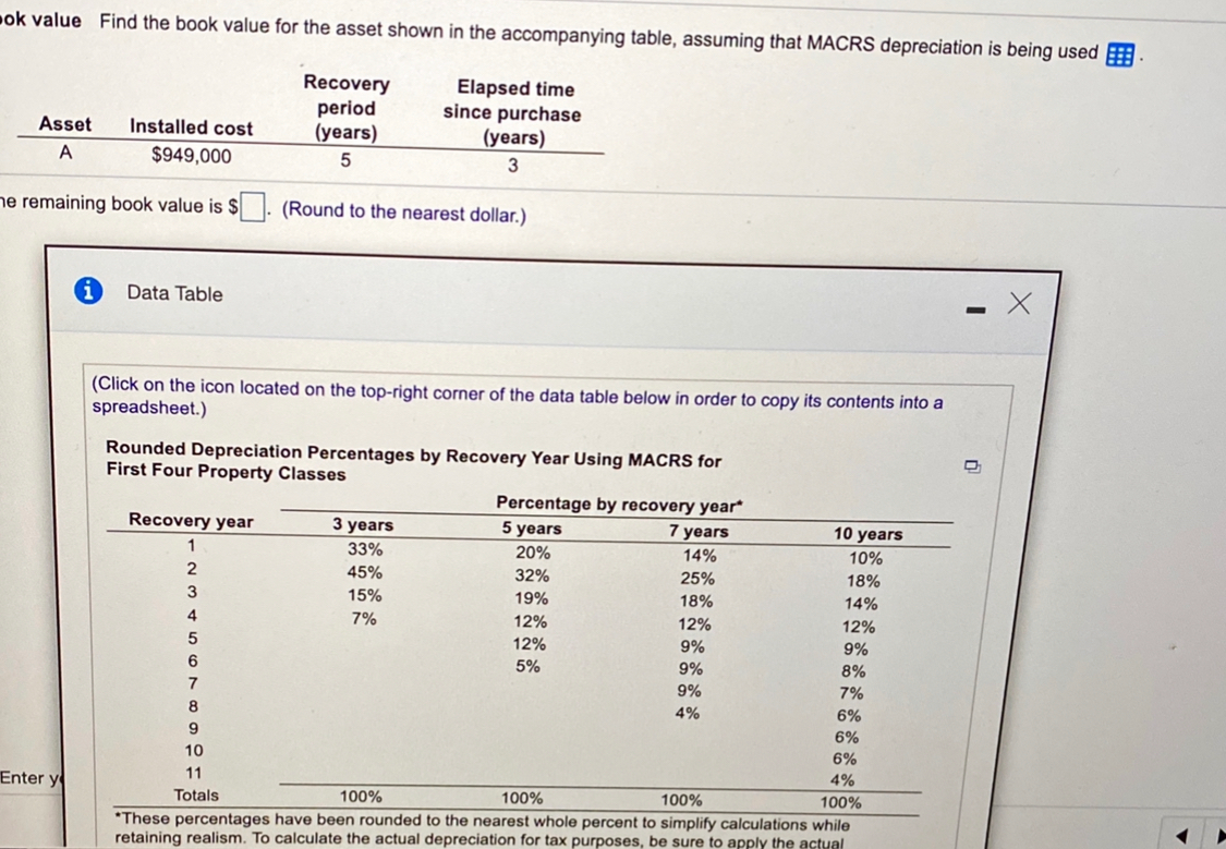 Solved Book value Find the book value for the asset shown | Chegg.com