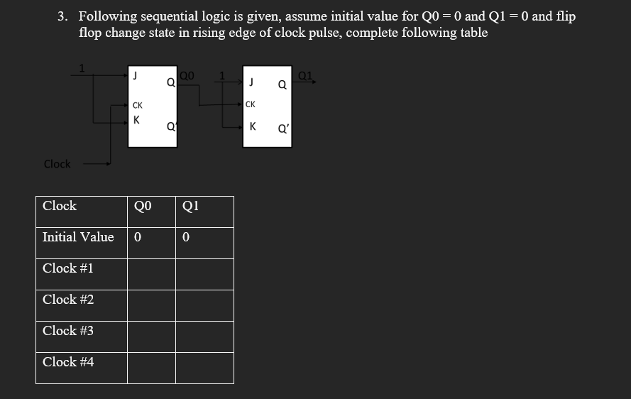 Solved 3. Following sequential logic is given, assume | Chegg.com