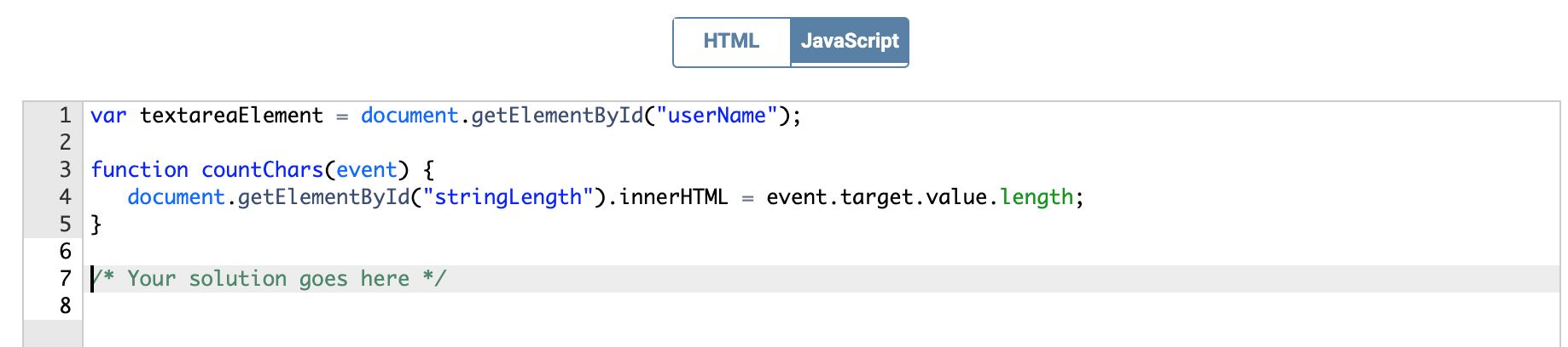 Solved Register the countChars event handler to handle focus | Chegg.com