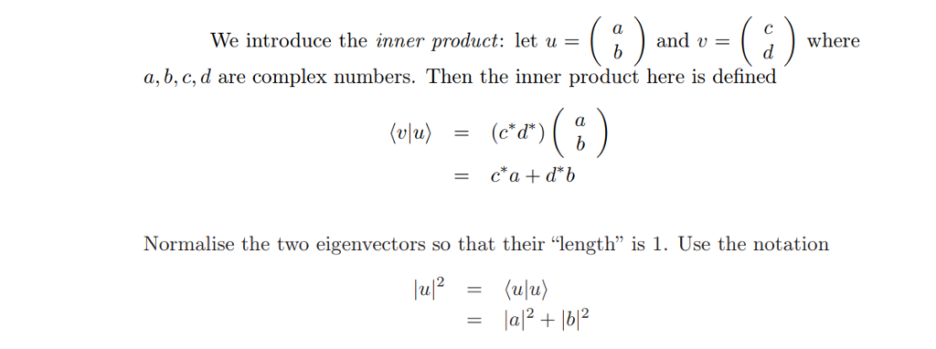Solved We introduce the inner product: let u = and v- a, b, | Chegg.com