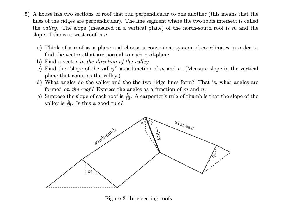 Solved 5) A house has two sections of roof that run | Chegg.com