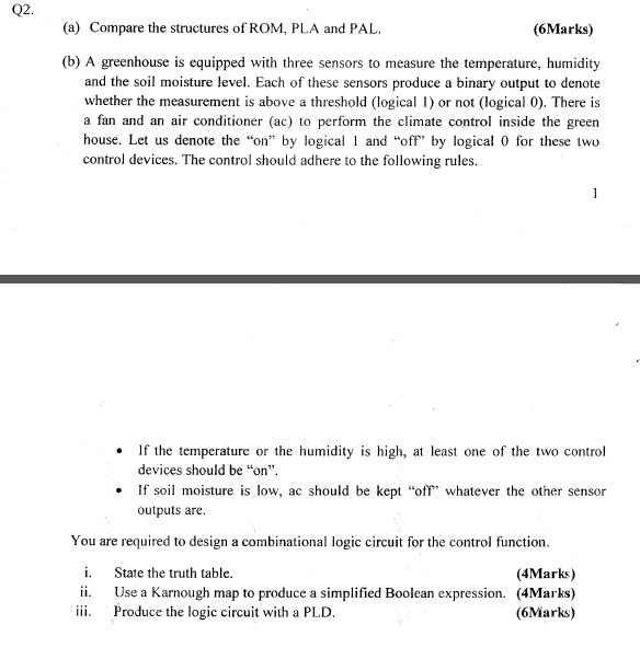 Solved (a) Compare the structures of ROM, PLA and PAL | Chegg.com