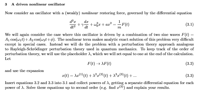 3 A driven nonlinear oscillator Now consider an | Chegg.com