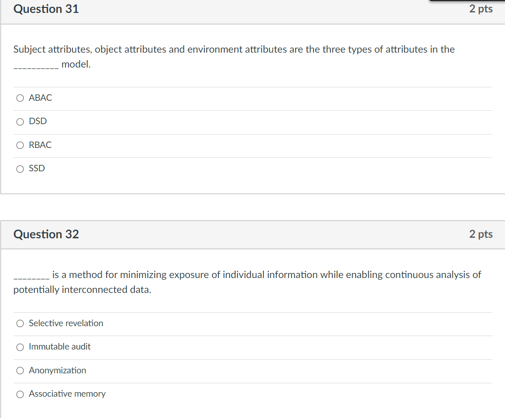 Solved Question 31 2 pts Subject attributes, object | Chegg.com