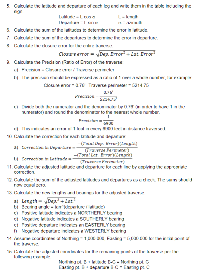 LAB \#8: COMPASS RULE ADJUSTMENT OF A CLOSED TRAVERSE | Chegg.com