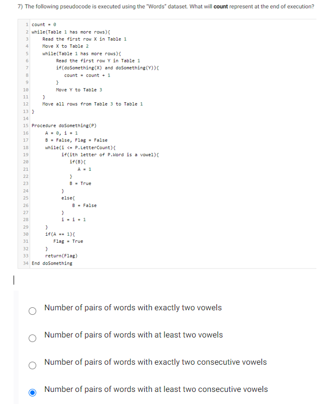 Solved Number of pairs of words with exactly two vowels | Chegg.com