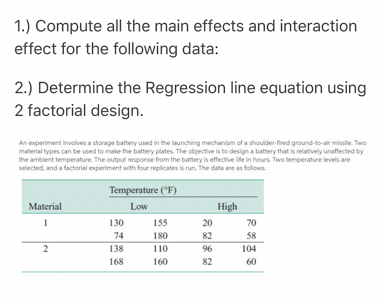 Solved 1.) Compute all the main effects and interaction | Chegg.com