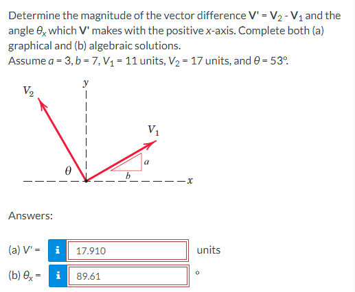 Solved Determine the magnitude of the vector difference | Chegg.com