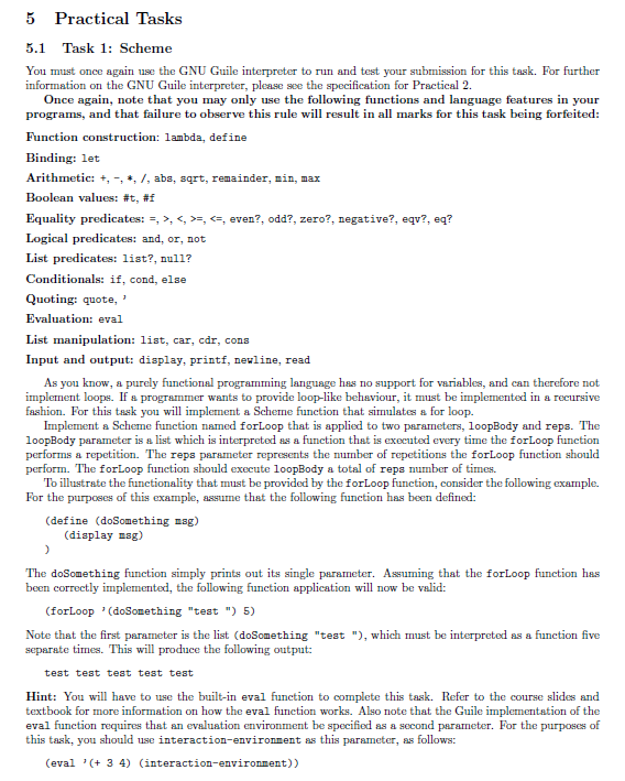 Solved 5 Practical Tasks 5.1 Task 1: Scheme You must once | Chegg.com