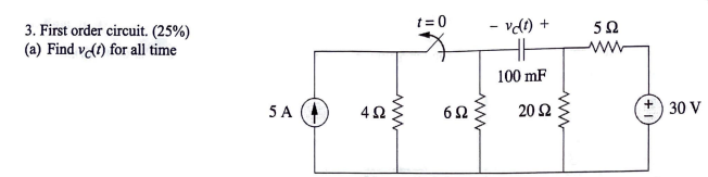 Solved 3 . First order circuit. (25%) (a) Find vC(t) for all | Chegg.com