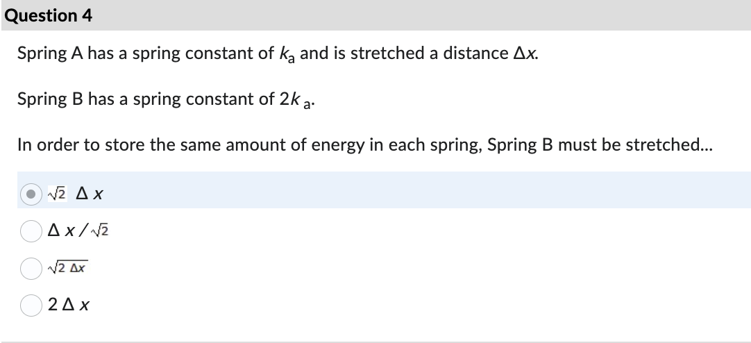 Solved Spring A has a spring constant of ka and is stretched | Chegg.com