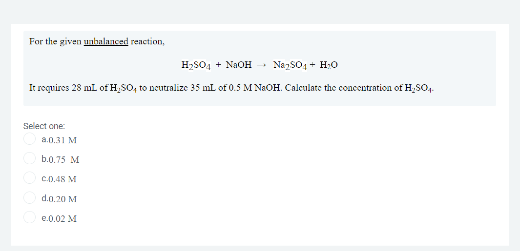 Solved For the given unbalanced reaction, | Chegg.com