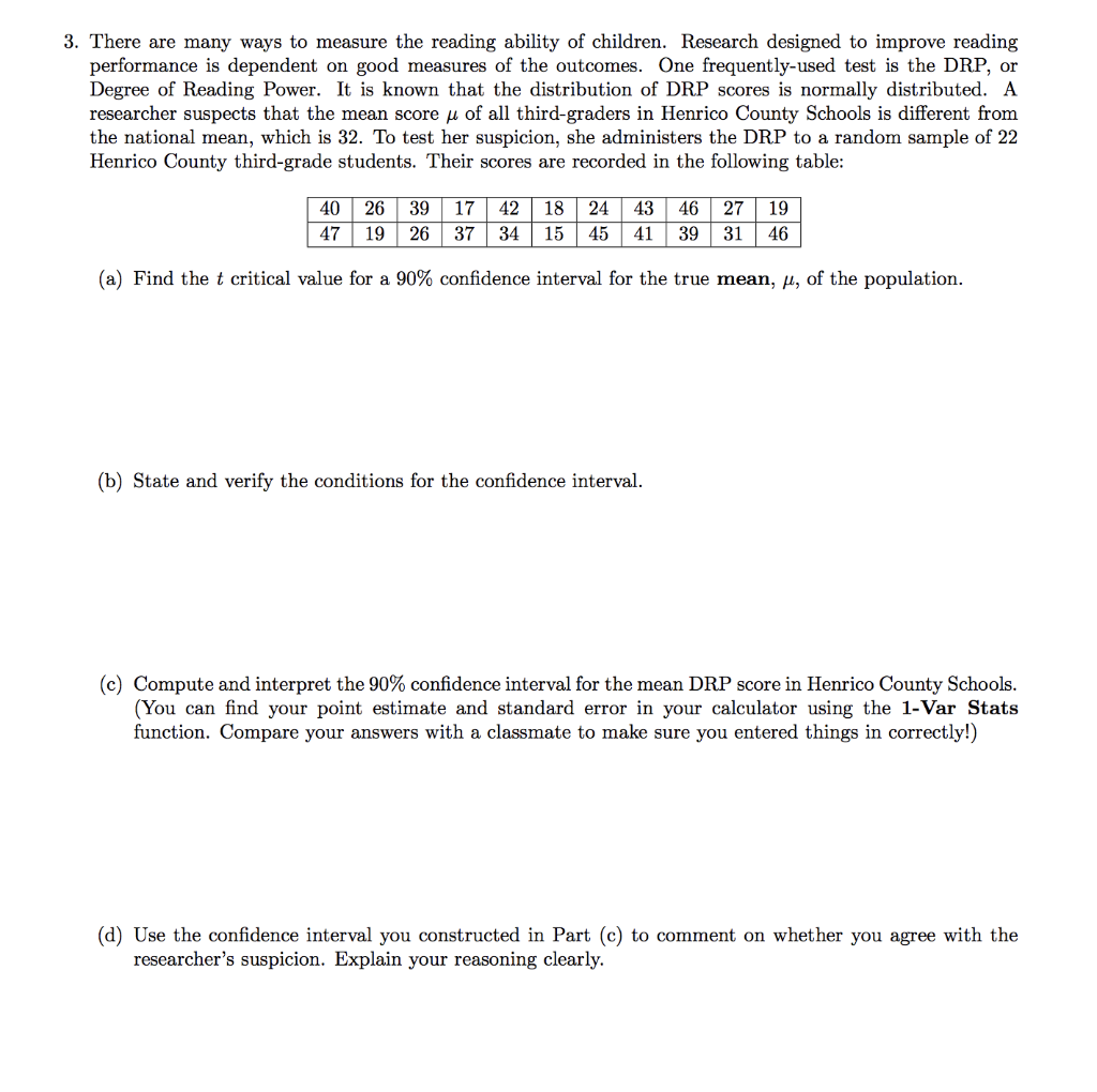 Solved 3. There are many ways to measure the reading ability | Chegg.com