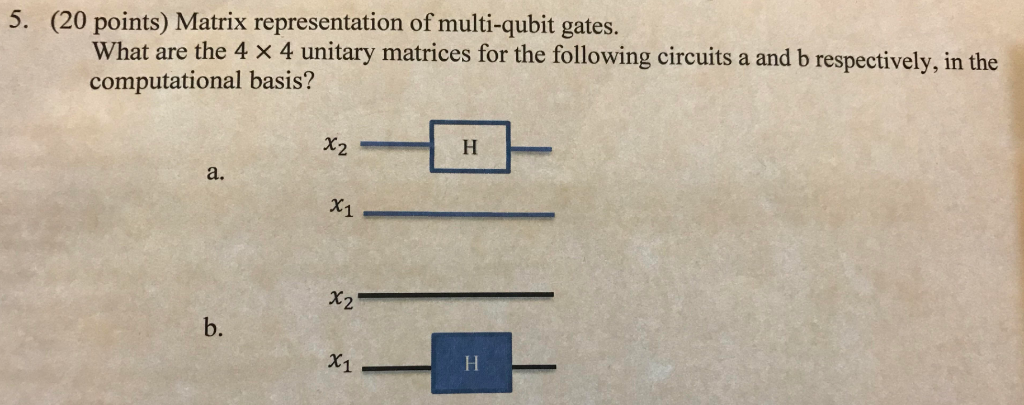 Solved 5. (20 points) Matrix representation of multi-qubit | Chegg.com