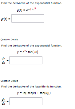 Solved Find the derivative of the exponential function. | Chegg.com