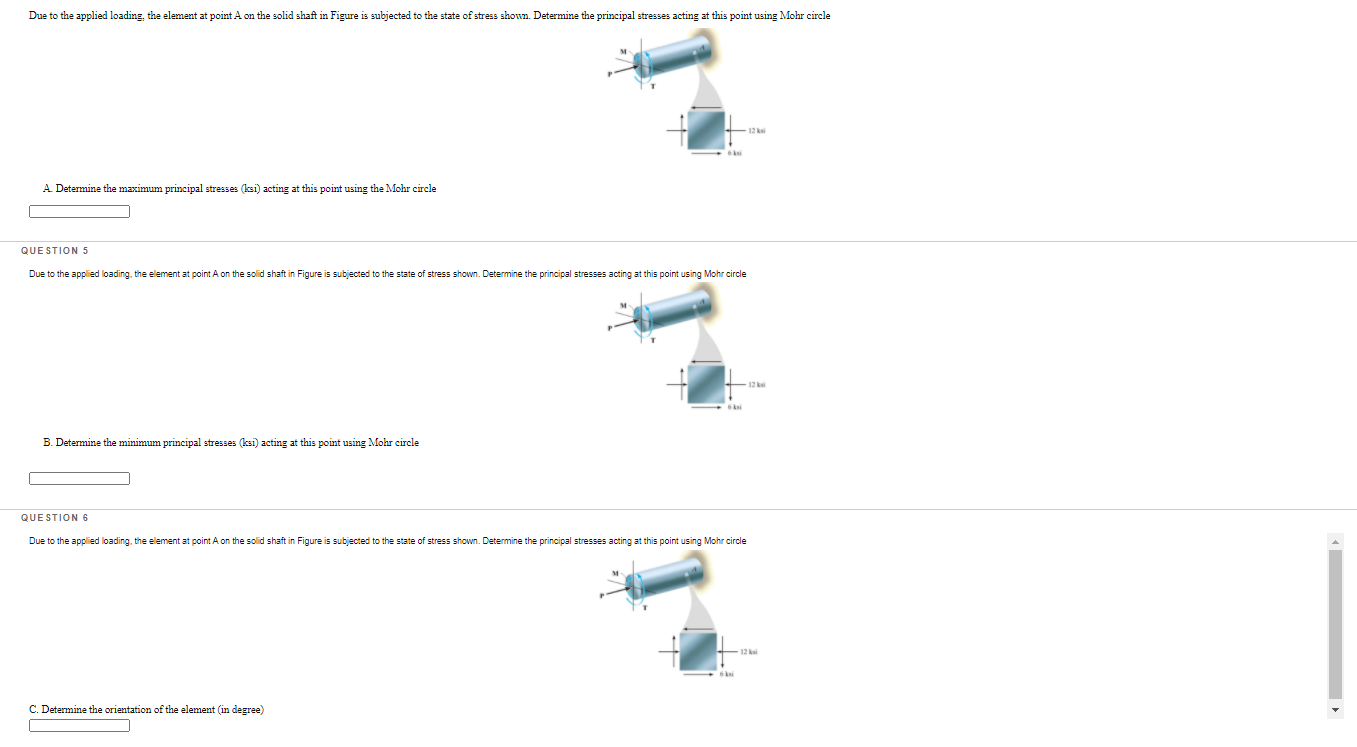 Solved Due to the applied loading the element at point A on | Chegg.com