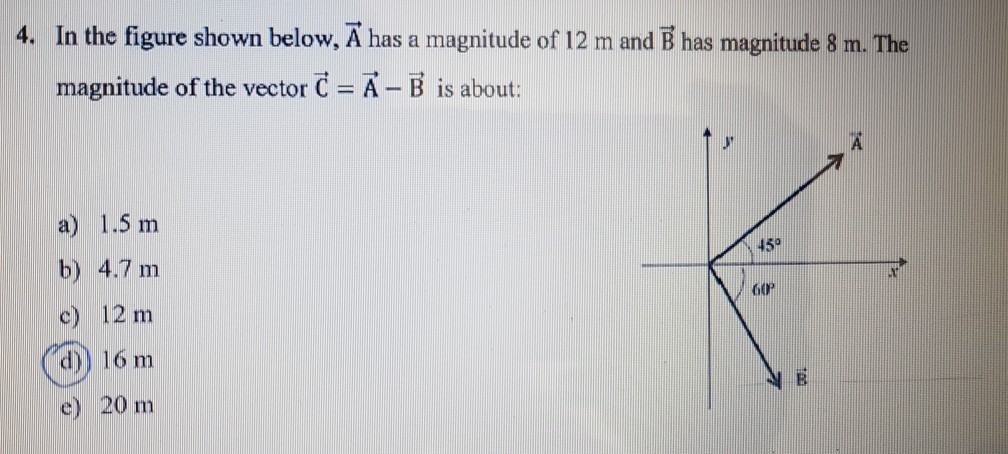 Solved 4. In the figure shown below, A has a magnitude of 12 | Chegg.com