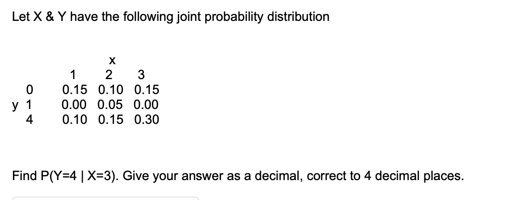 Solved Let X \& Y have the following joint probability | Chegg.com