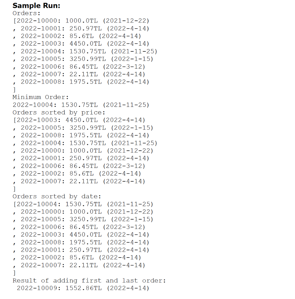 1. Download the class, Order, from Moodle. The class | Chegg.com