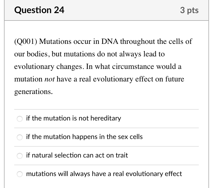 Solved Question 24 3 pts (2001) Mutations occur in DNA | Chegg.com
