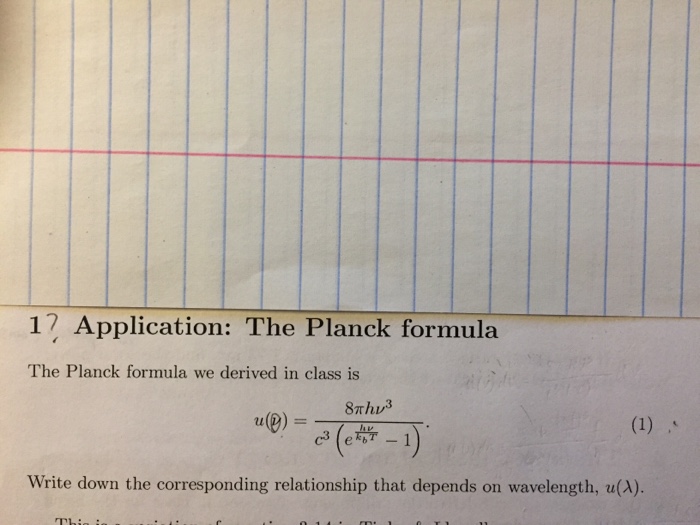 Solved The Planck formula we derived in class is | Chegg.com