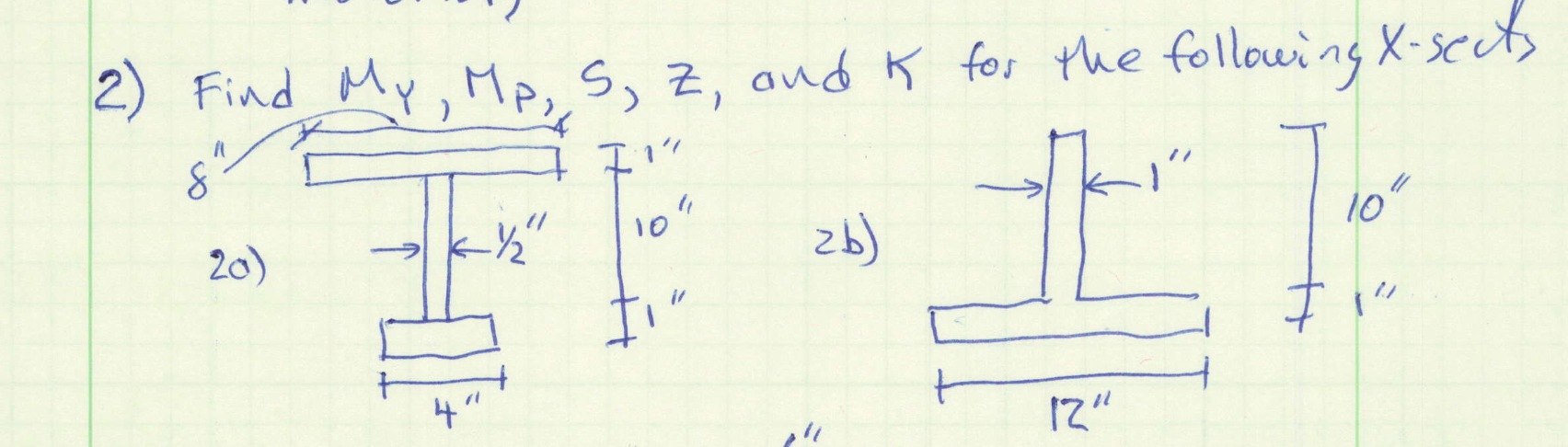 Solved 2) Find MY,Mp,S,Z, and K for the following X-sects | Chegg.com