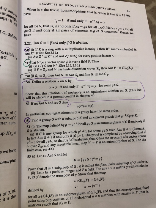 Solved EXAMPLES OF GROUPS AND HOMOMORPHISMS When is t the | Chegg.com