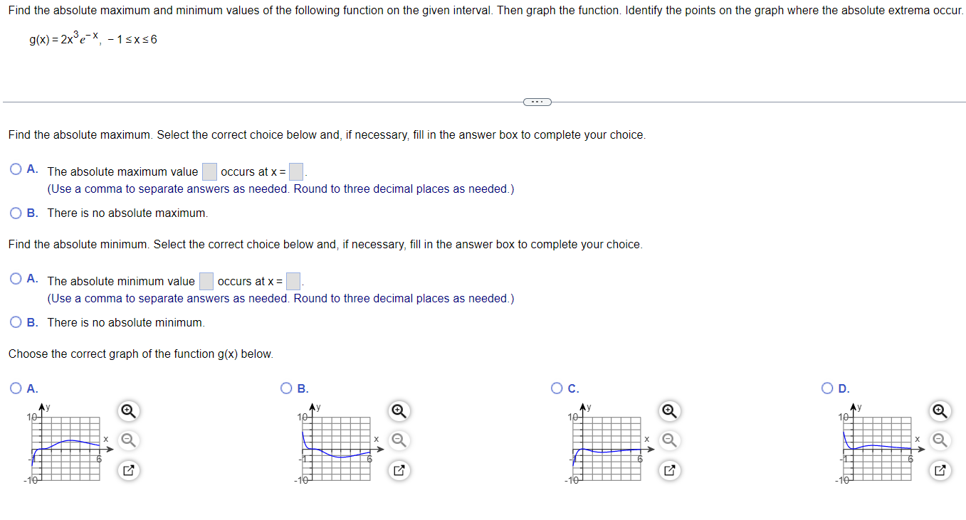 Solved Find the absolute maximum and minimum values of the | Chegg.com
