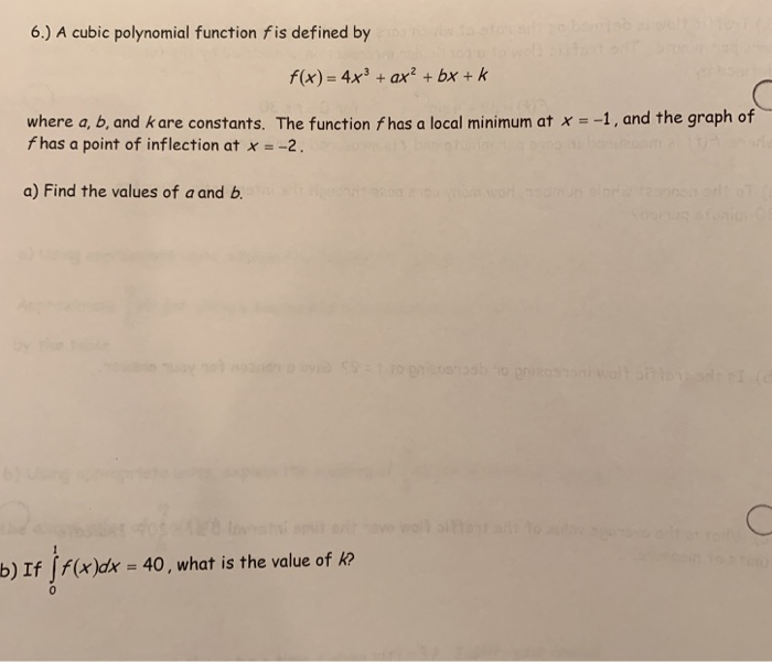 Solved 6.) A cubic polynomial function fis defined by fx)-4x | Chegg.com