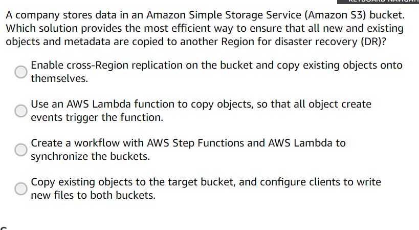 Solved A company stores data in an Amazon Simple Storage | Chegg.com