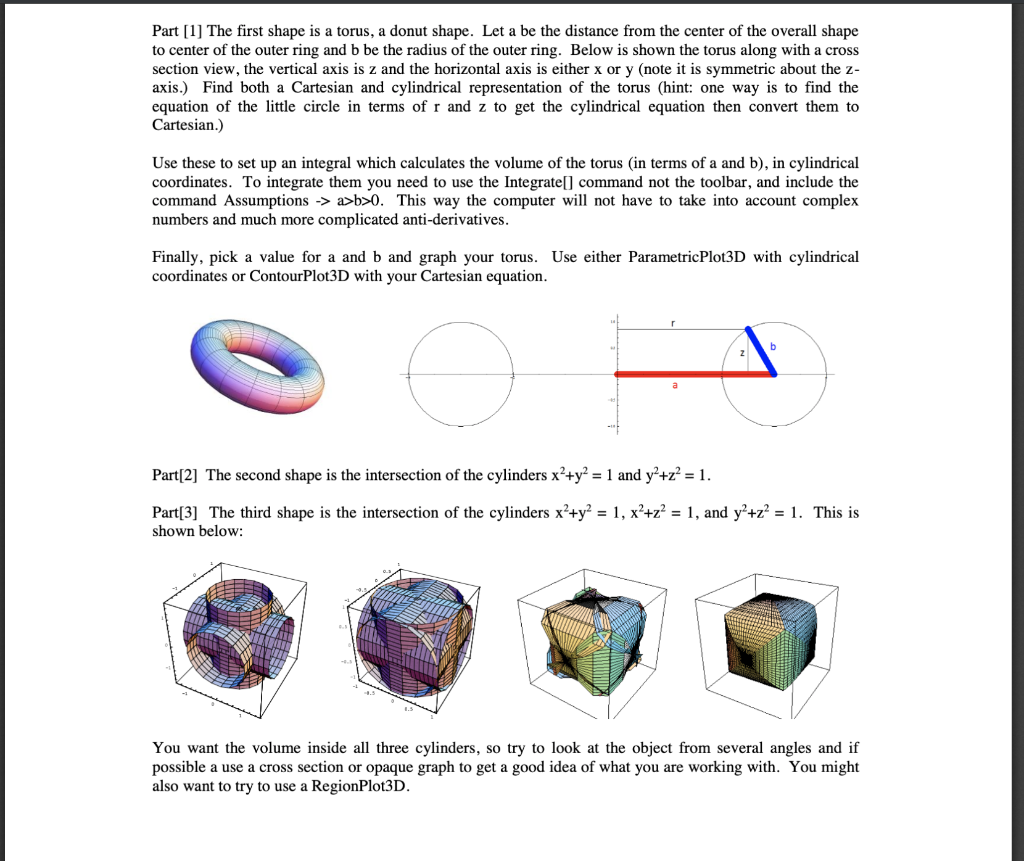 Part [1] The first shape is a torus, a donut shape. | Chegg.com