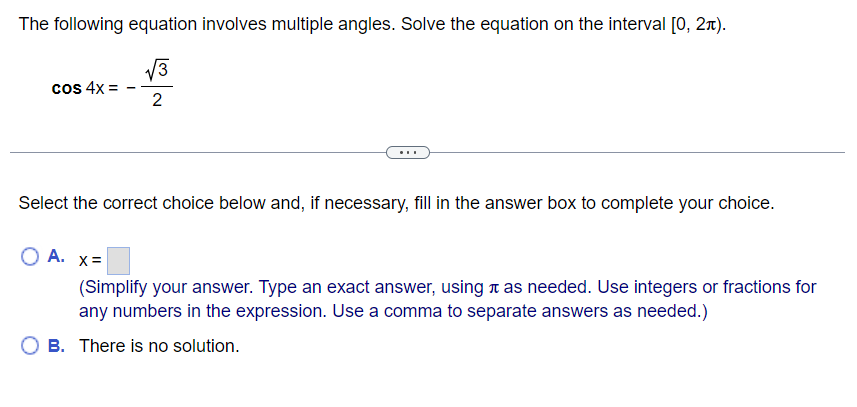 Solved The following equation involves multiple angles. | Chegg.com