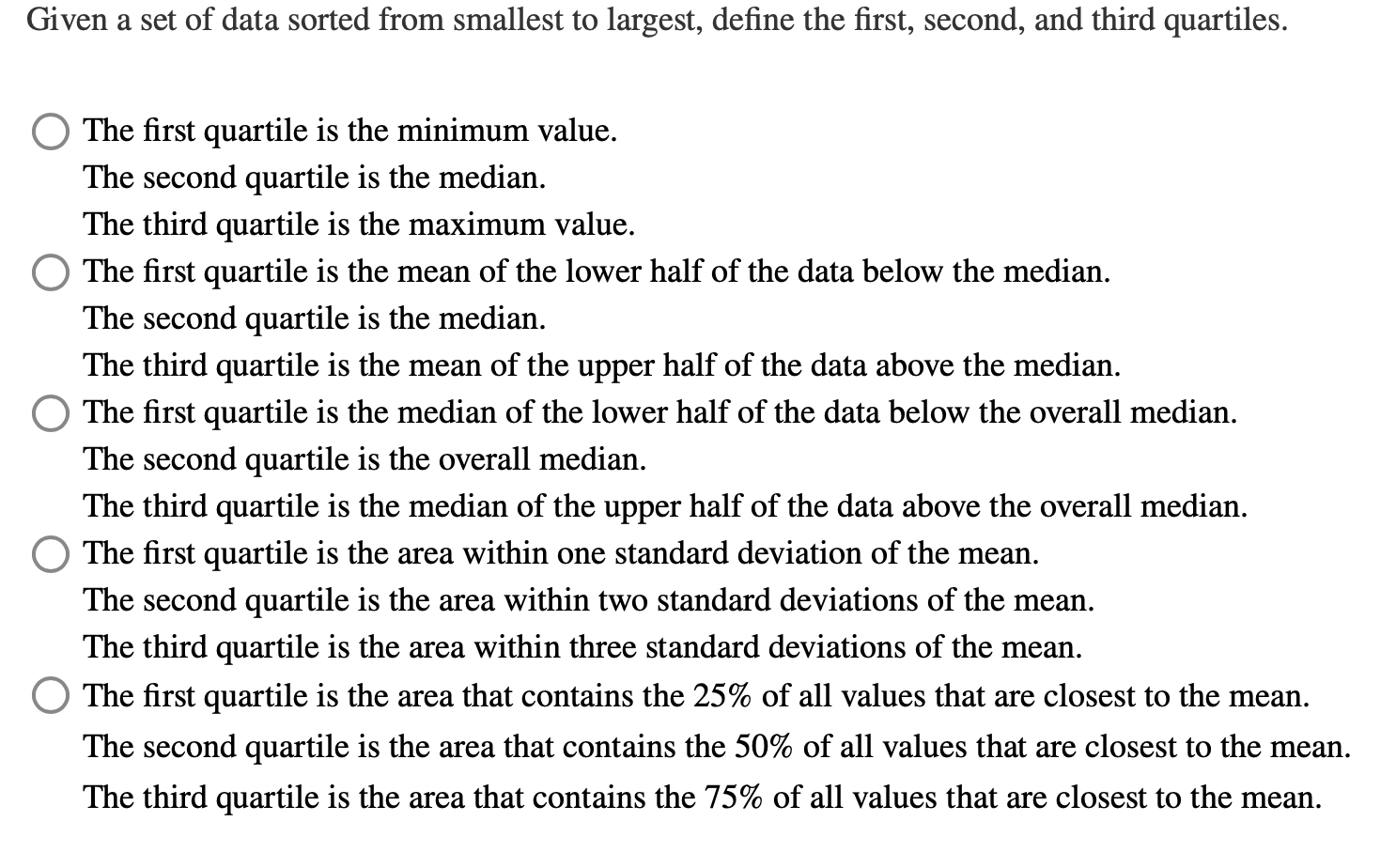 Solved Given a set of data sorted from smallest to largest, | Chegg.com