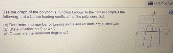 Solved Question Hel Use the graph of the polynomial function | Chegg.com