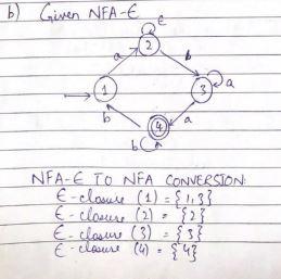 Solved b) Given NFA-E b 4 NEA-E TO NEA CONVERSION E-closure | Chegg.com